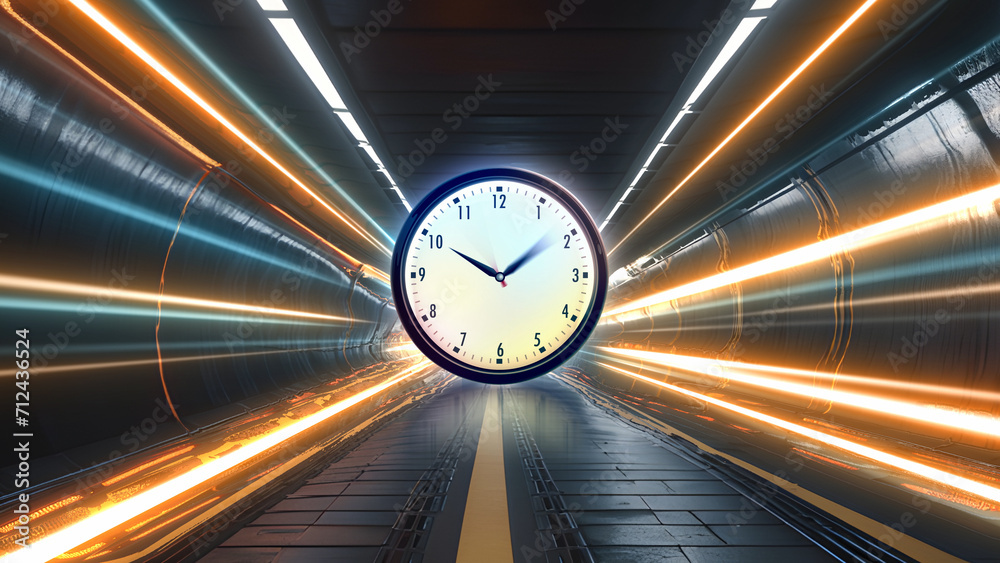 Rush hour traffic moves fast in the subway, the clock moves quickly ...