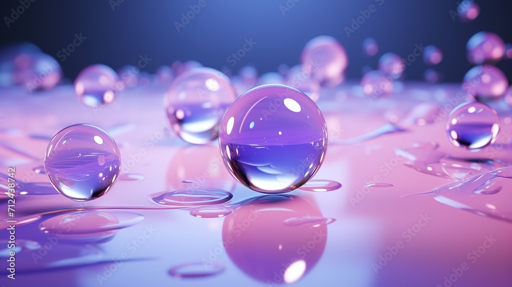 liquid droplet, in the style of luminous spheres, light violet ...