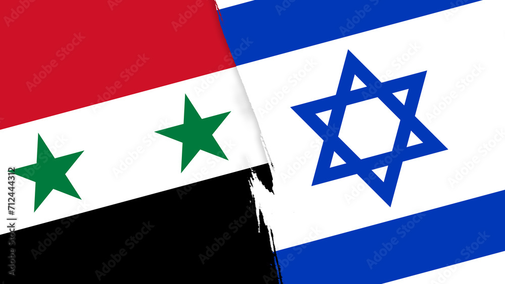 Syria and Israel flags separated by brush stroke. Syria and Israel ...