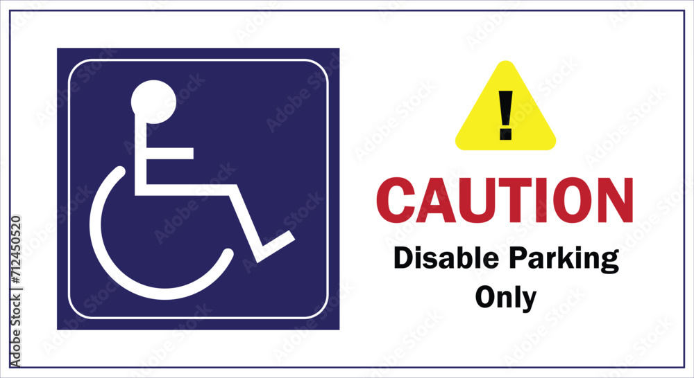 Disable Parking Only Sticker Caution Vector Blue and White Disable ...