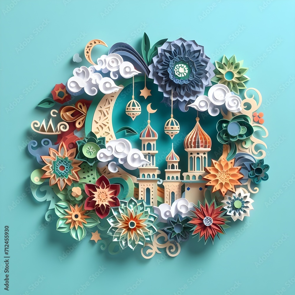 Eid 2024 Celebration Surrealistic 3D Digital Art Stock Photo | Adobe Stock