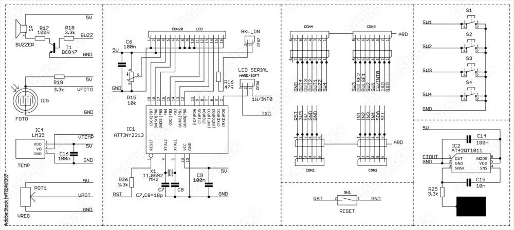 Schematic diagram of electronic device. Vector drawing electrical ...