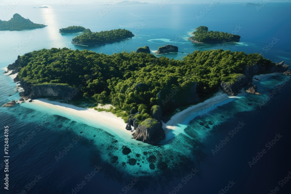Lush tropical islands are fringed by powerful coral reefs. This ...