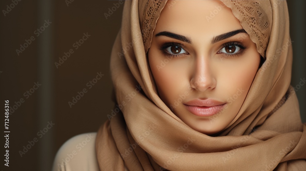 Portrait of a smiling Islamic woman. Cute Muslim girl. Beautiful Muslim ...