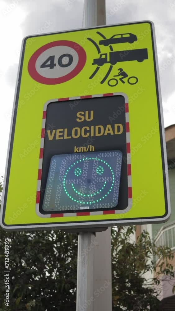 video of radar speed sign, also known as driver feedback sign, traffic ...