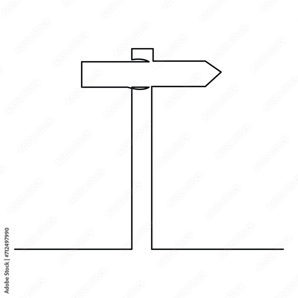 Road direction continuous one line drawing of signpost arrows to the ...