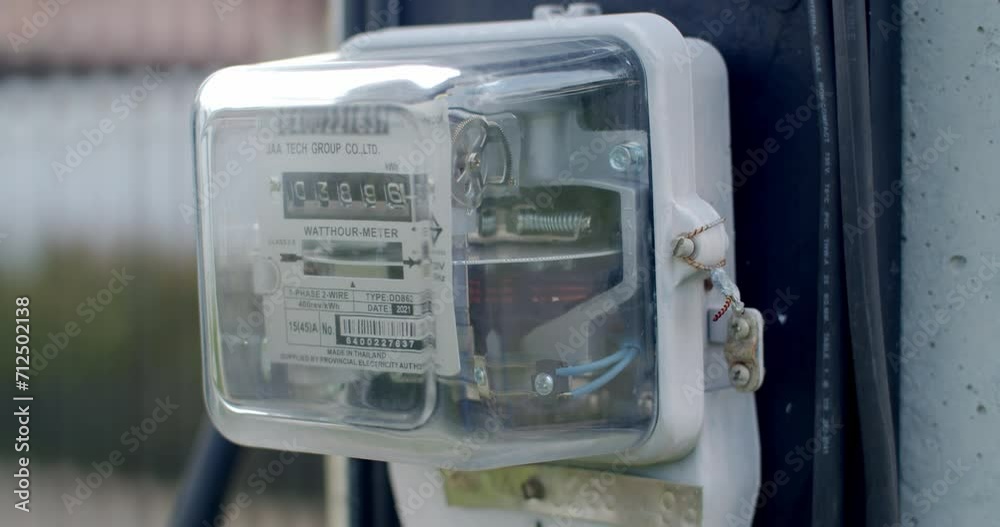Electrometer measuring electricity consumption.Close-up front of a ...