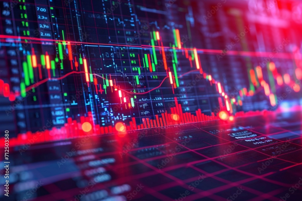 Trading precision Digital stock market graph and candlestick chart for ...