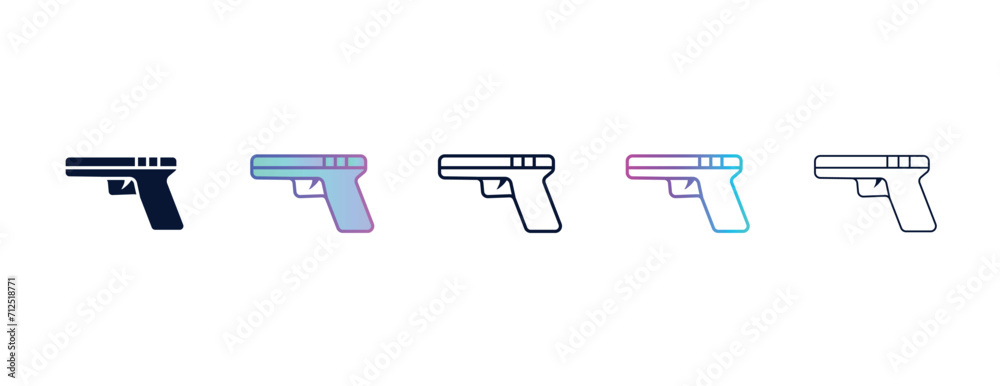 glock outline icon.Filled, line, gradient, thin icon from army and war ...