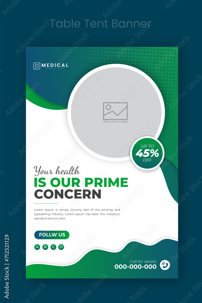 Medical healthcare table tent banner template. Display doctor service ...