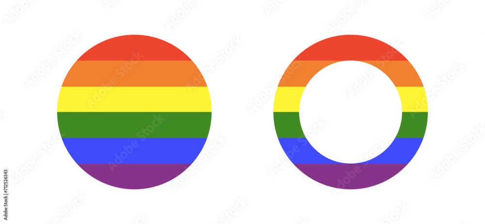 Rainbow flag. LGBT circle icon. Progress Logo symbol. Set of stickers ...