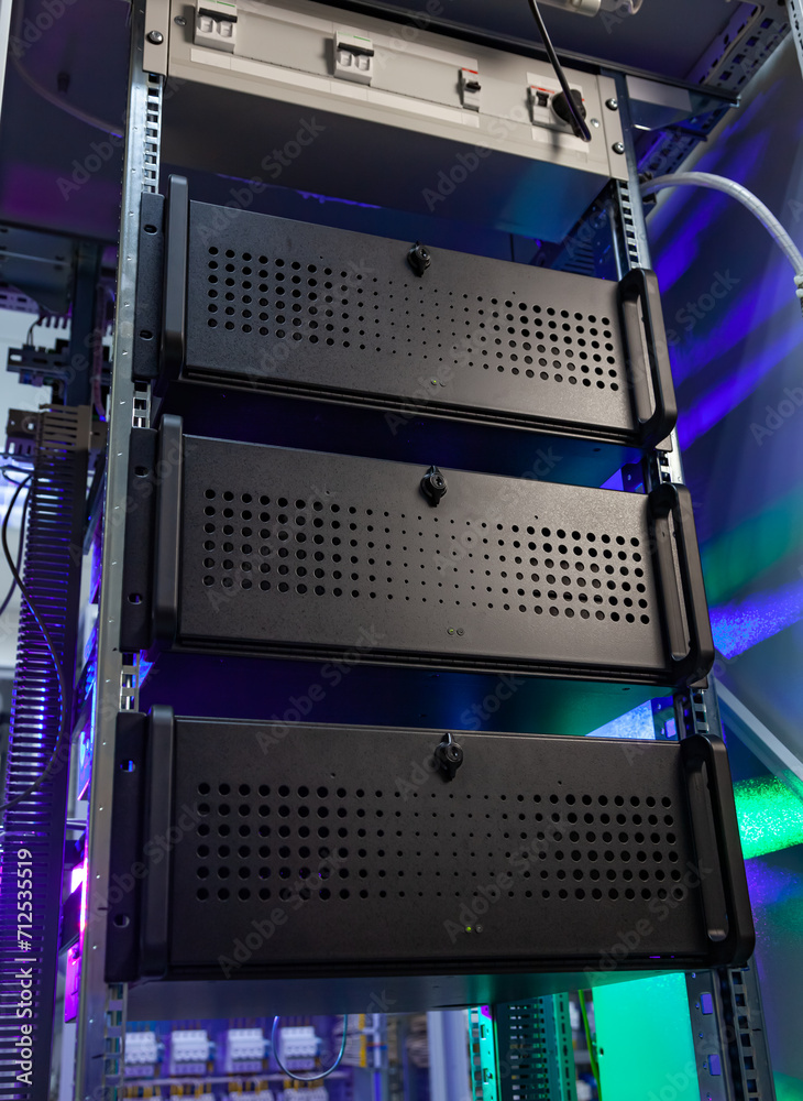 Supercomputer, Rackmounted Servers in a Datacenter, Modern ...