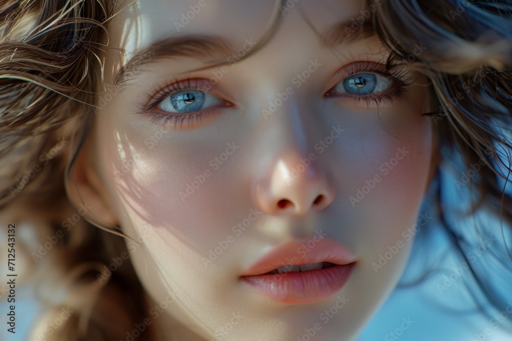 Radiant girl showcasing her beautiful face with captivating eyes and ...