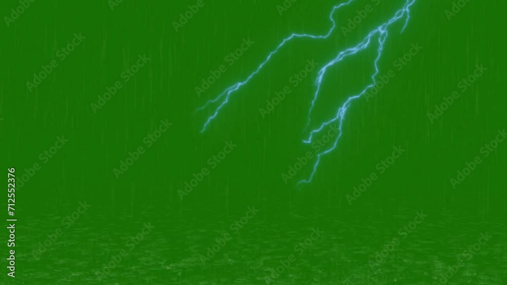 Rain with thunder high Resolution video green screen 4k, Easy editable ...