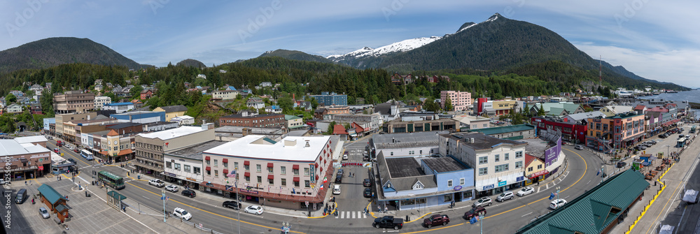 Ketchikan, Alaska: Welcome sign. Downtown Ketchikan Historic District ...