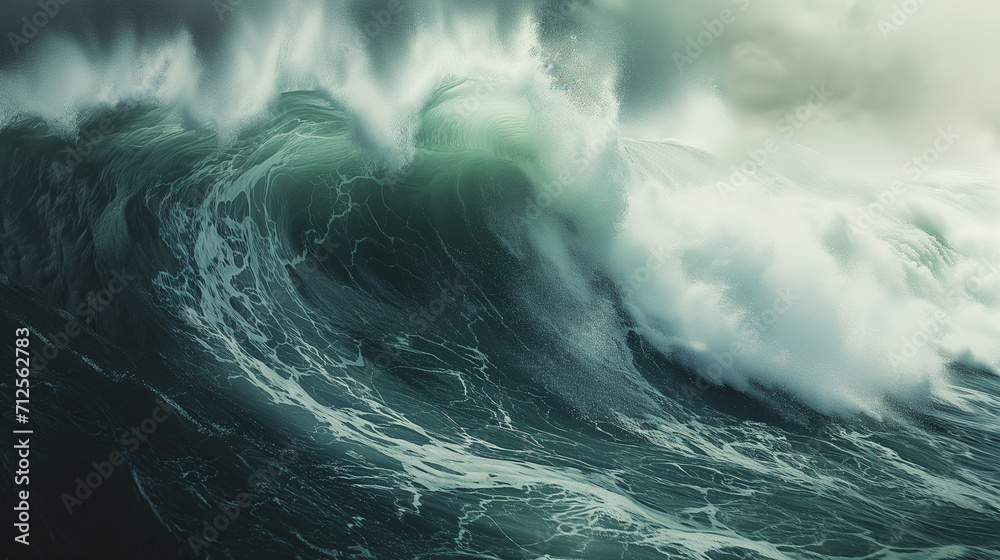 Stormy sea wave, Water flowing into the water, water spray from the ...