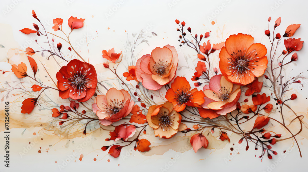Vibrant flower illustration backdrop, blooming with botanical elegance ...