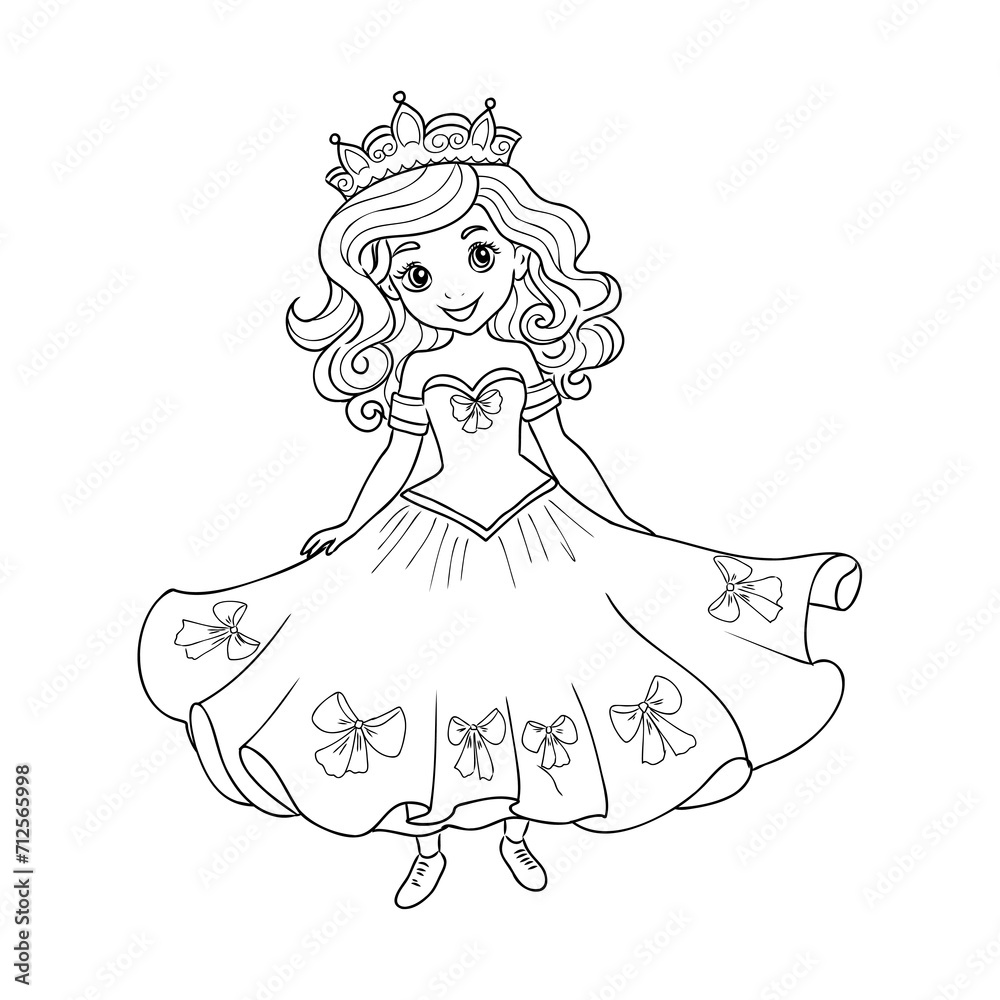 Little Princess Coloring page for kids Stock Vector | Adobe Stock