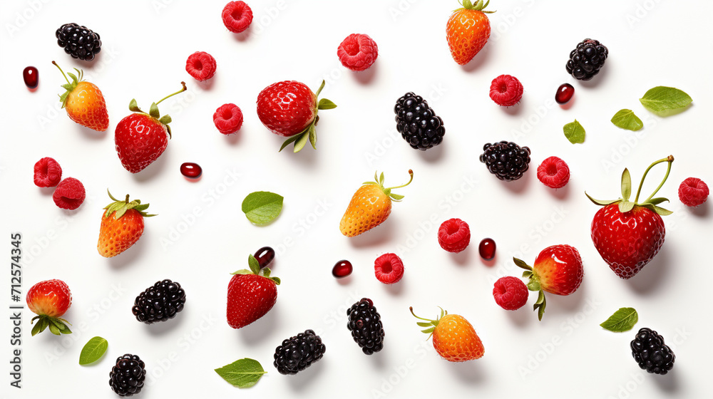 Flying berries isolated on white background with clipping path ...