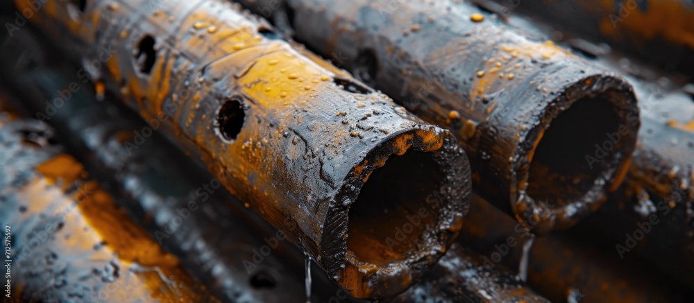 Tool to perforate oil and gas well, creating holes for flow. Close-up ...