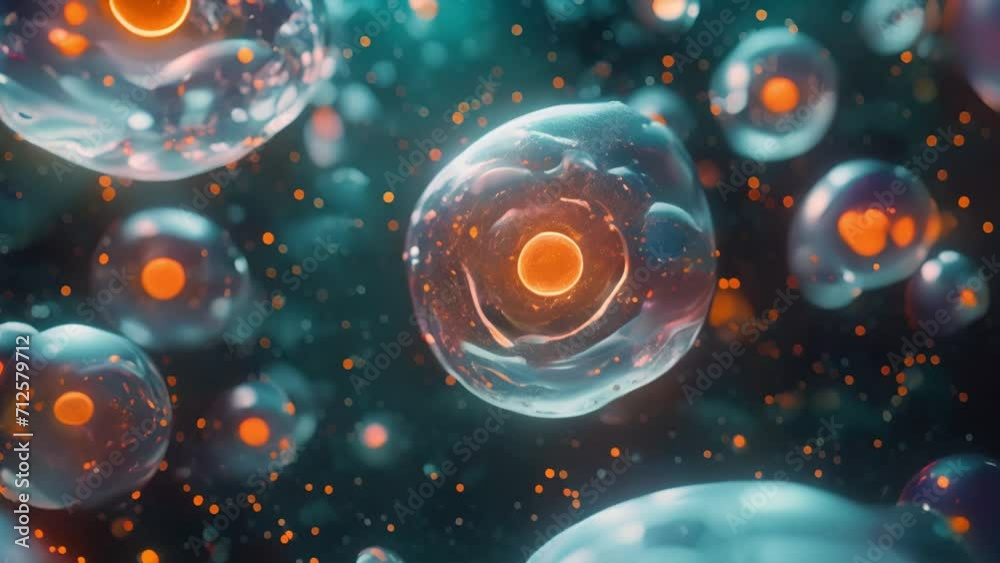 3D Animation of Cell division under a microscope. Dividing and ...