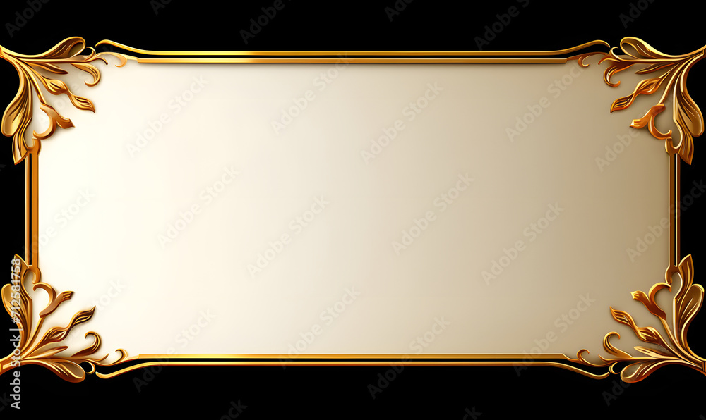 Rectangle golden frame with inverted rounded corner isolated on ...