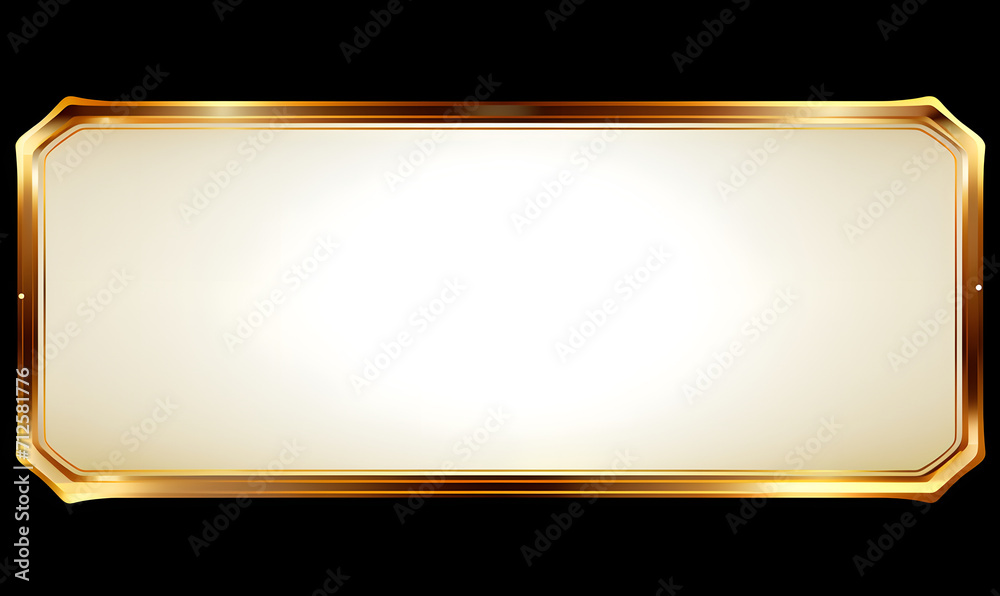 Rectangle golden frame with inverted rounded corner isolated on ...
