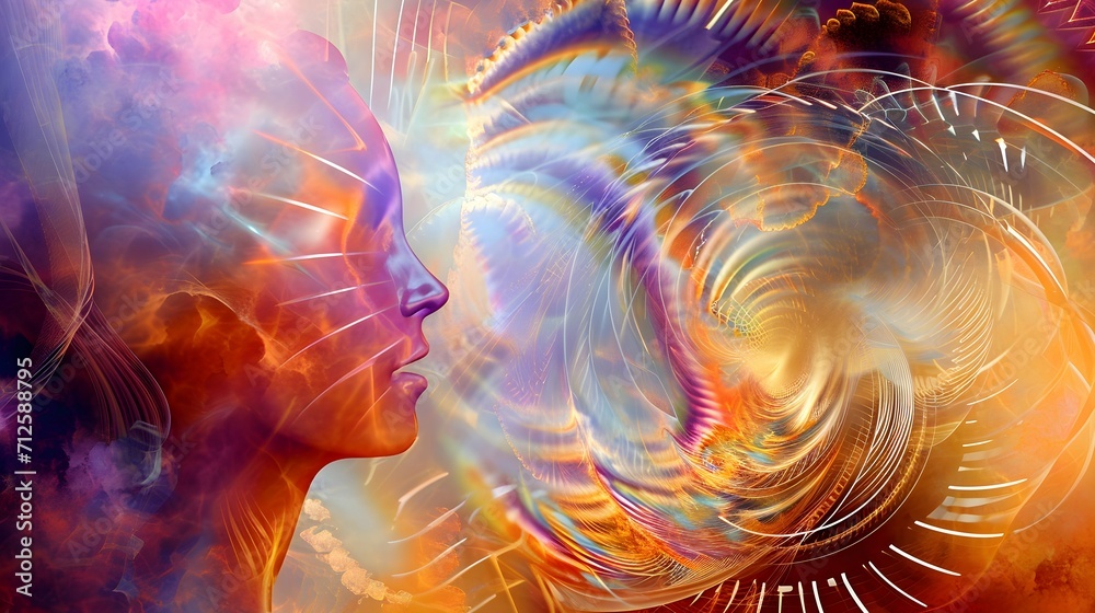 Layers of consciousness folding and unfolding, revealing abstract ...