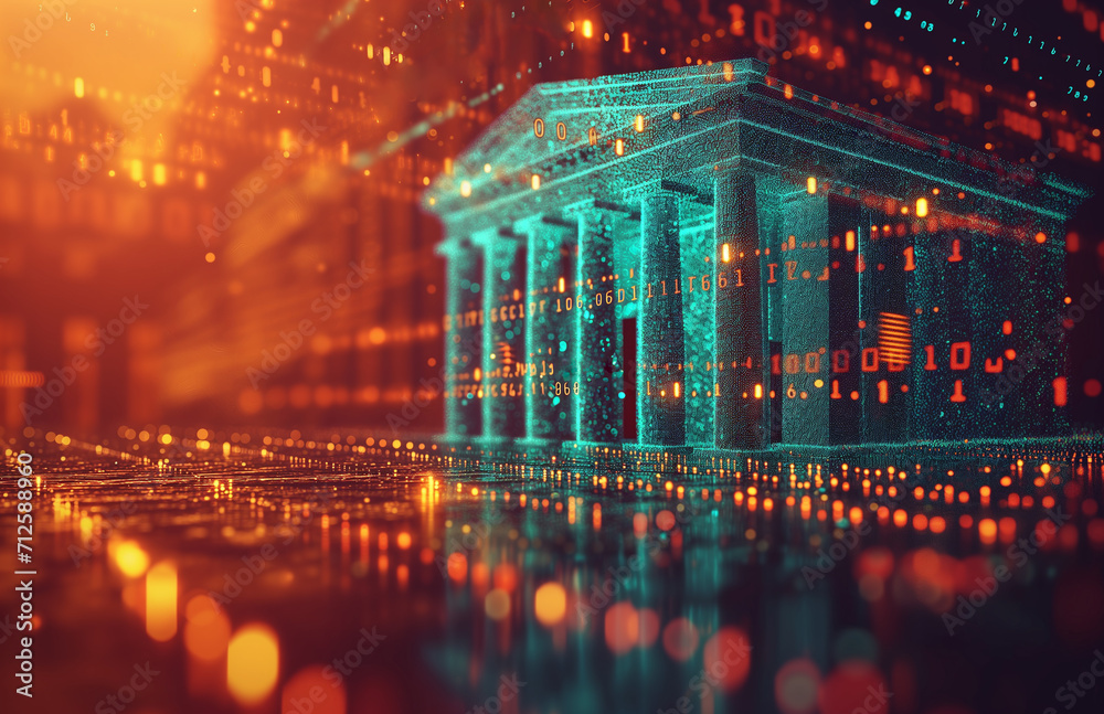 photoshop composite illustration of bank data and technology Stock ...