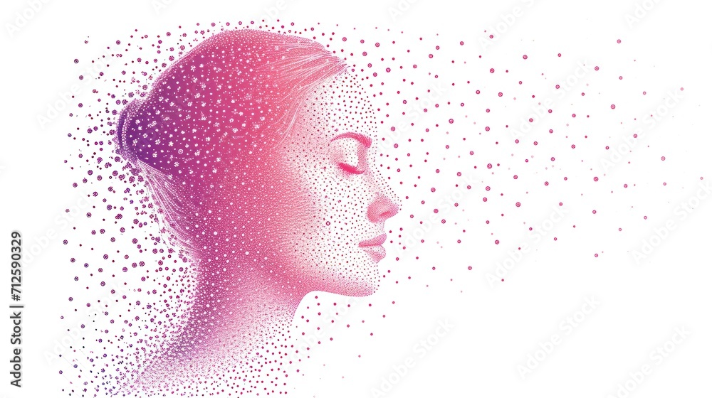 a drawing of a woman's face with dots on the side of her face and a ...