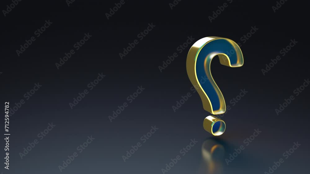 Question mark on a dark blue background. Rotating question mark text ...