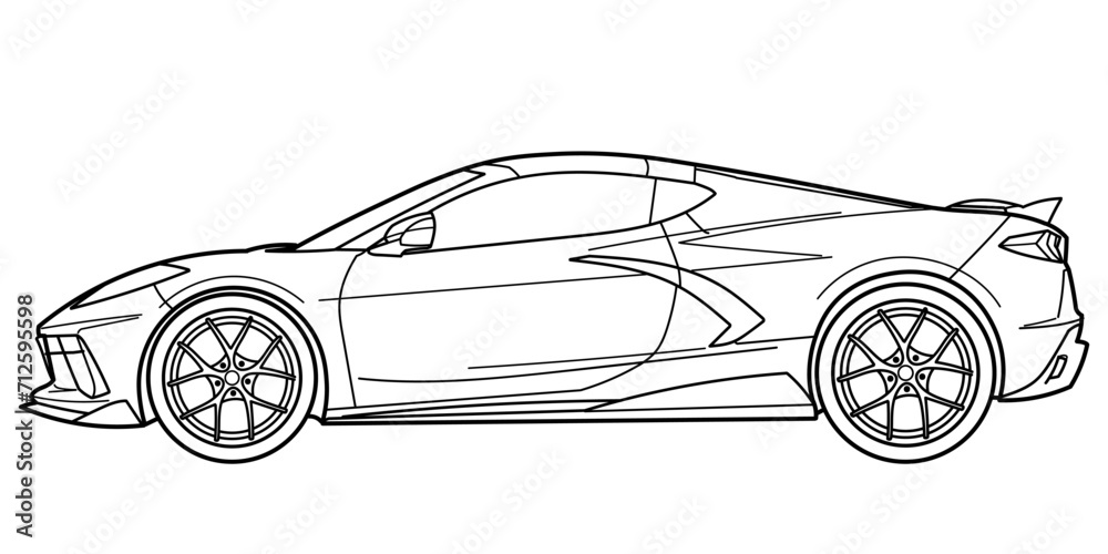 Ivano-Frankivsk, Ukraine - 18 Jan 2024: Outline drawing of a Chevrolet ...