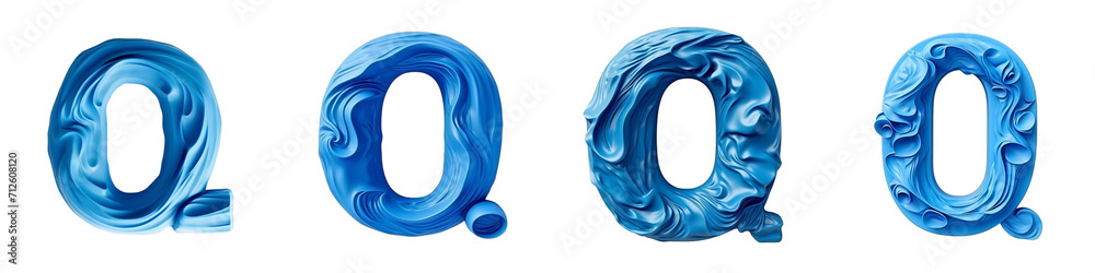 Blue Plasticine style lettering, alphabet, logotype, letter Q isolated ...