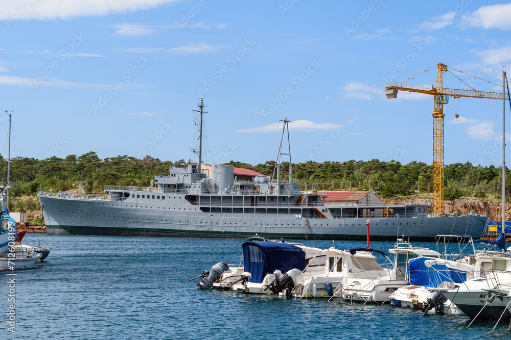 Beautiful old ship Galeb during restoration in port of Kraljevica ...