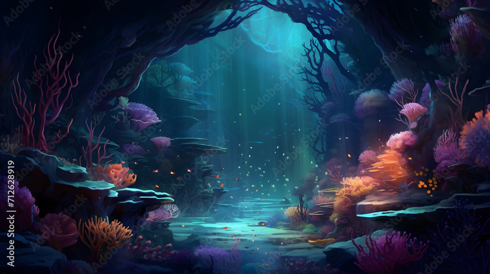 2d underwater sea background environment for a battle arena mobile game ...