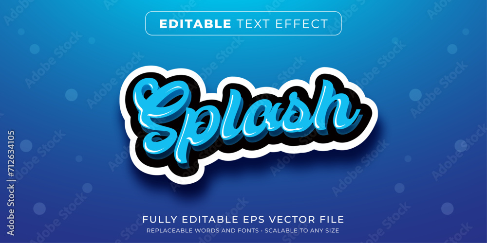 Editable text effect in cursive water splash style Stock Vector | Adobe ...