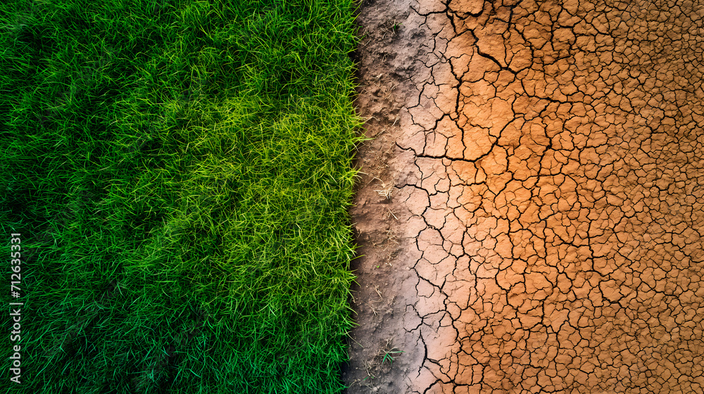 Imagen aérea de un terreno fértil con prados verdes y otra zona de ...