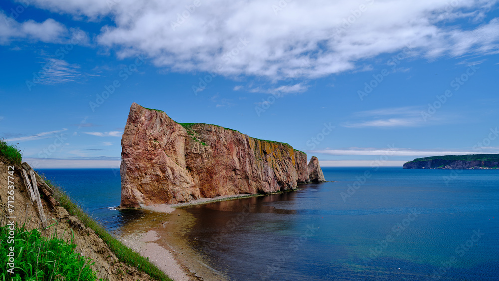 The beautiful colors, natural arch and shape of famous Perce Rock on ...