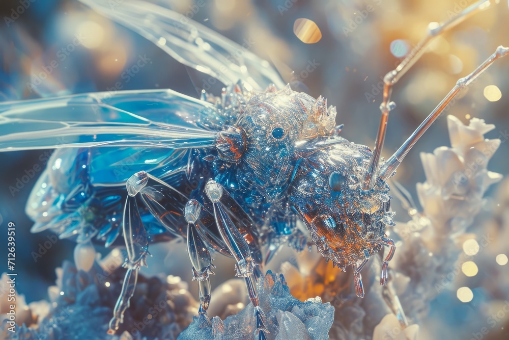 Insectoid creatures with crystalline exoskeletons thriving in a surreal ...