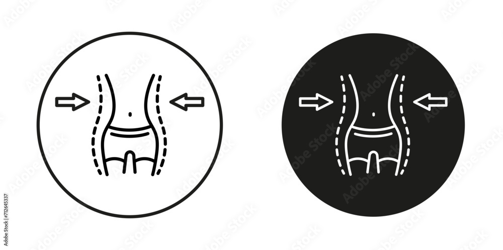 Fat and slim figure icon set. Slim Body and Fat Reduction Vector Symbol ...