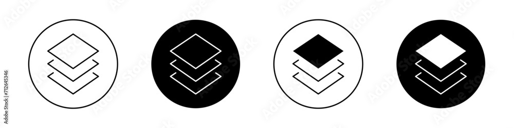 3 Layers icon set. Layers and Stack Vector Symbol in a Black Filled and ...