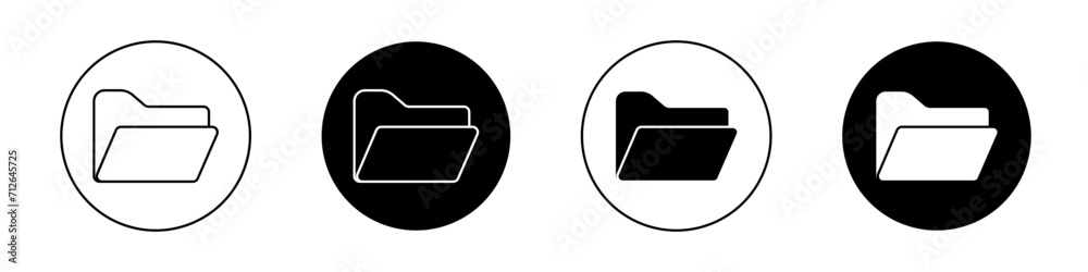 Folder icon set. Computer Portfolio Folder vector symbol in a black ...