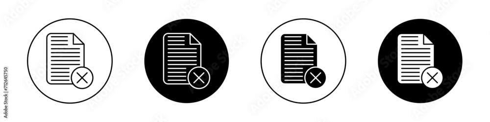 Cancel file icon set. Cancel Contract Document File vector symbol in a ...