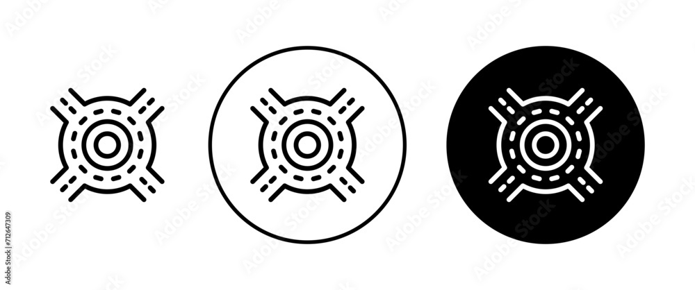 Road junction line icon set. Road Junction and Infrastructure Vector ...