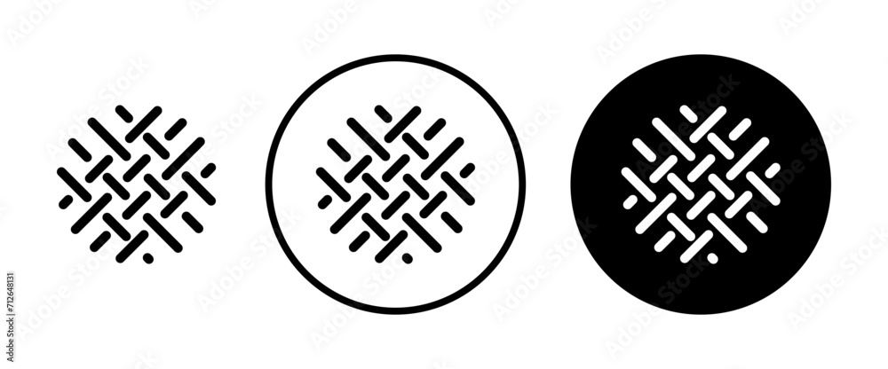 Texture Fabric Line Icon Set. Fabric Weave Texture Fiber Symbol in ...