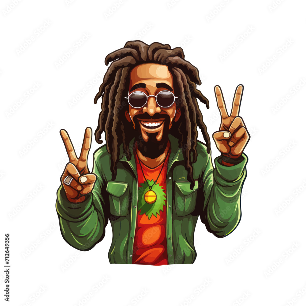 Rastafarian man. Cartoon vector illustration Stock Vector | Adobe Stock