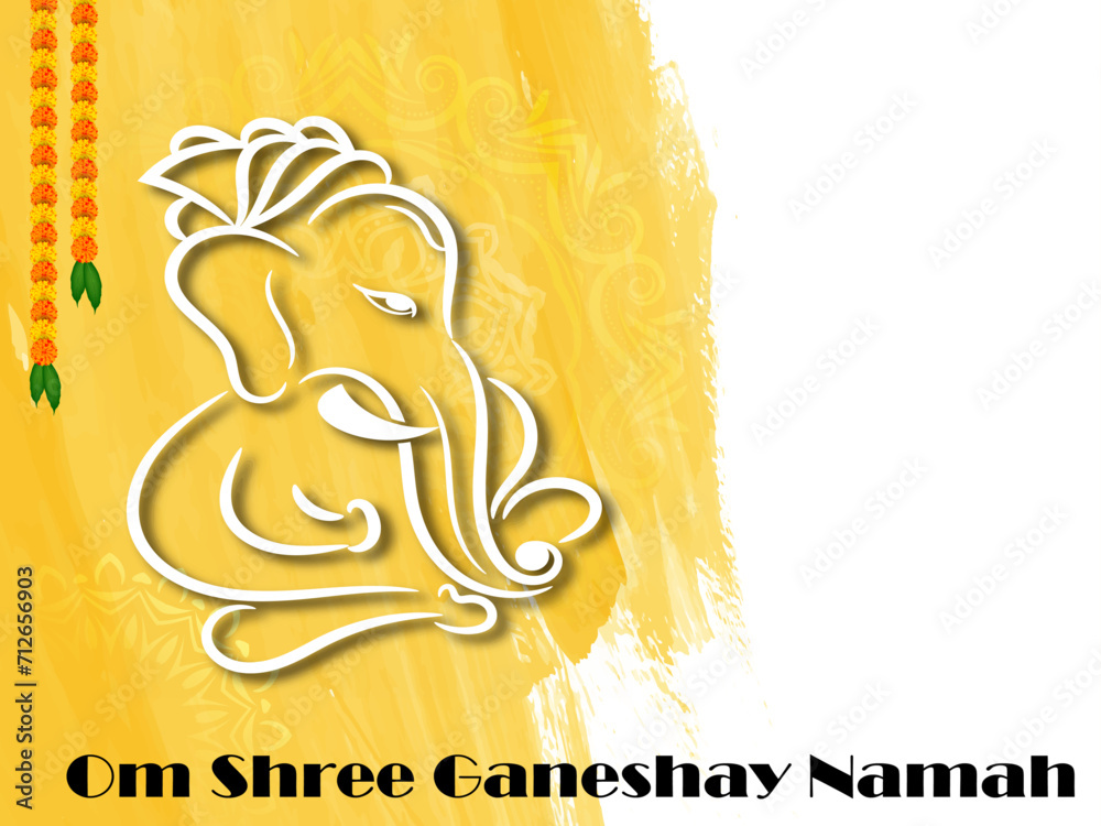 Vector Illustration of Ganesh and Om Shri Ganeshay Namah text with a ...