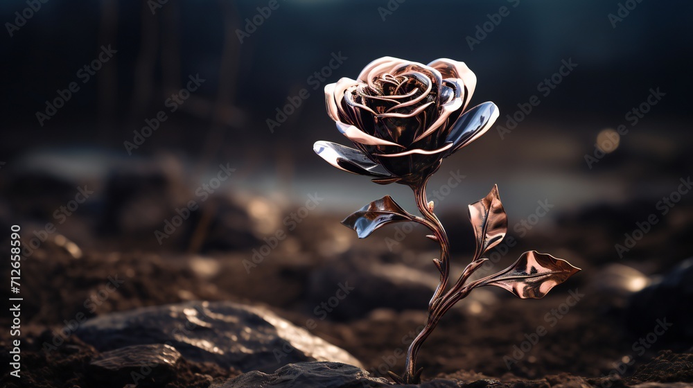 Expansive view capturing the elegance of an iron rose in a landscape ...