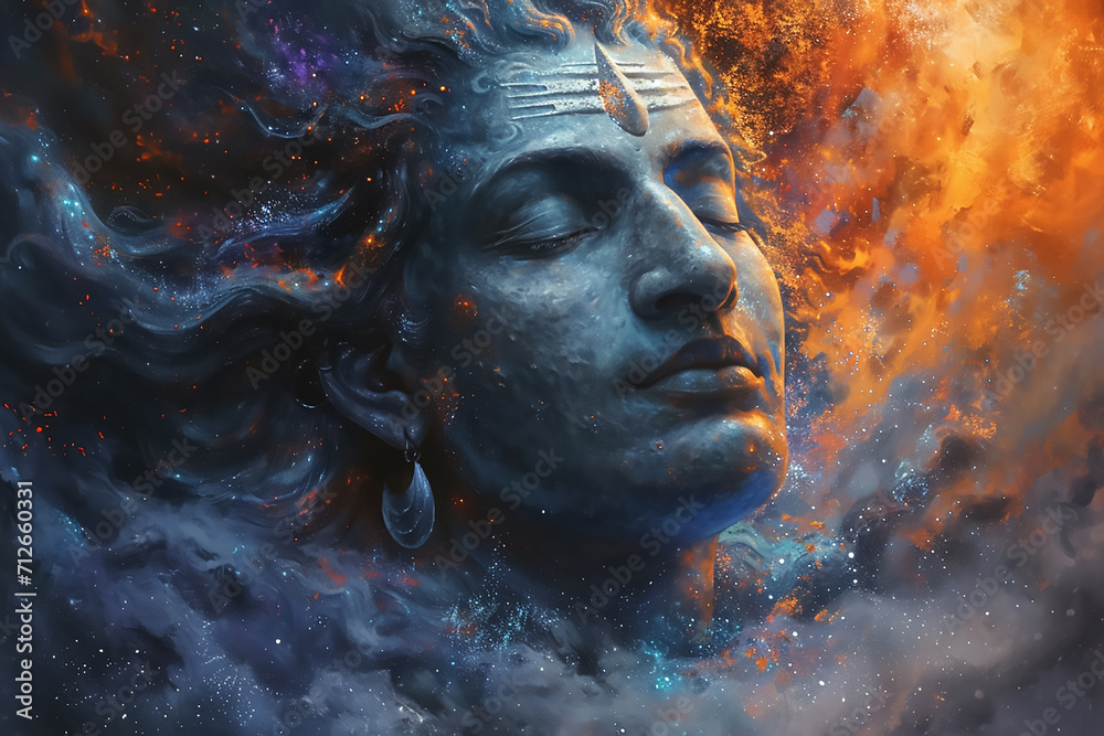Modern digital art of the Hindu Lord Shiva Stock Illustration | Adobe Stock