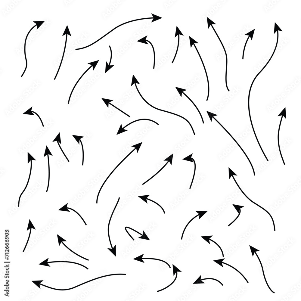 Collection hand drawn arrows. Set simple arrows isolated on white ...